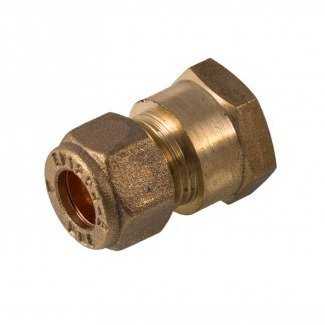 15mm x 1/2" Female Brass Compression Straight Coupling