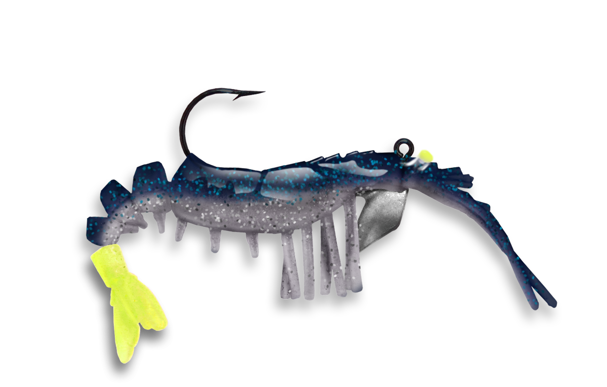 50 NEW Vudu Shrimp Blue Moon 3.25 inch 1/4 oz (2/pk)