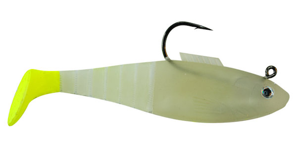 07 Vudu Shad Glow Chartreuse 4 inch 3/8 oz 3/pk
