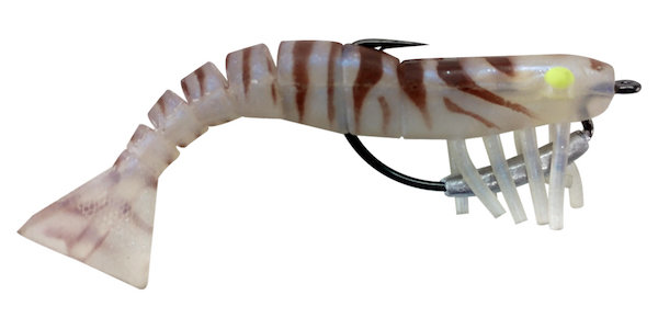 02 Vudu Weedless Shrimp Tiger 3.5 inch 1/8 oz 2/pk