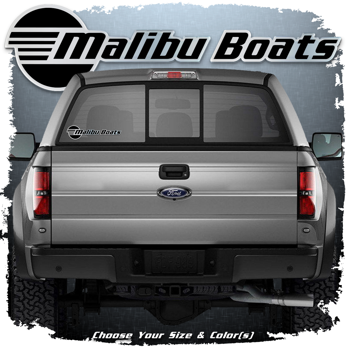 Domed Malibu Boats Window Decal, Choose Your Size & Color(s)