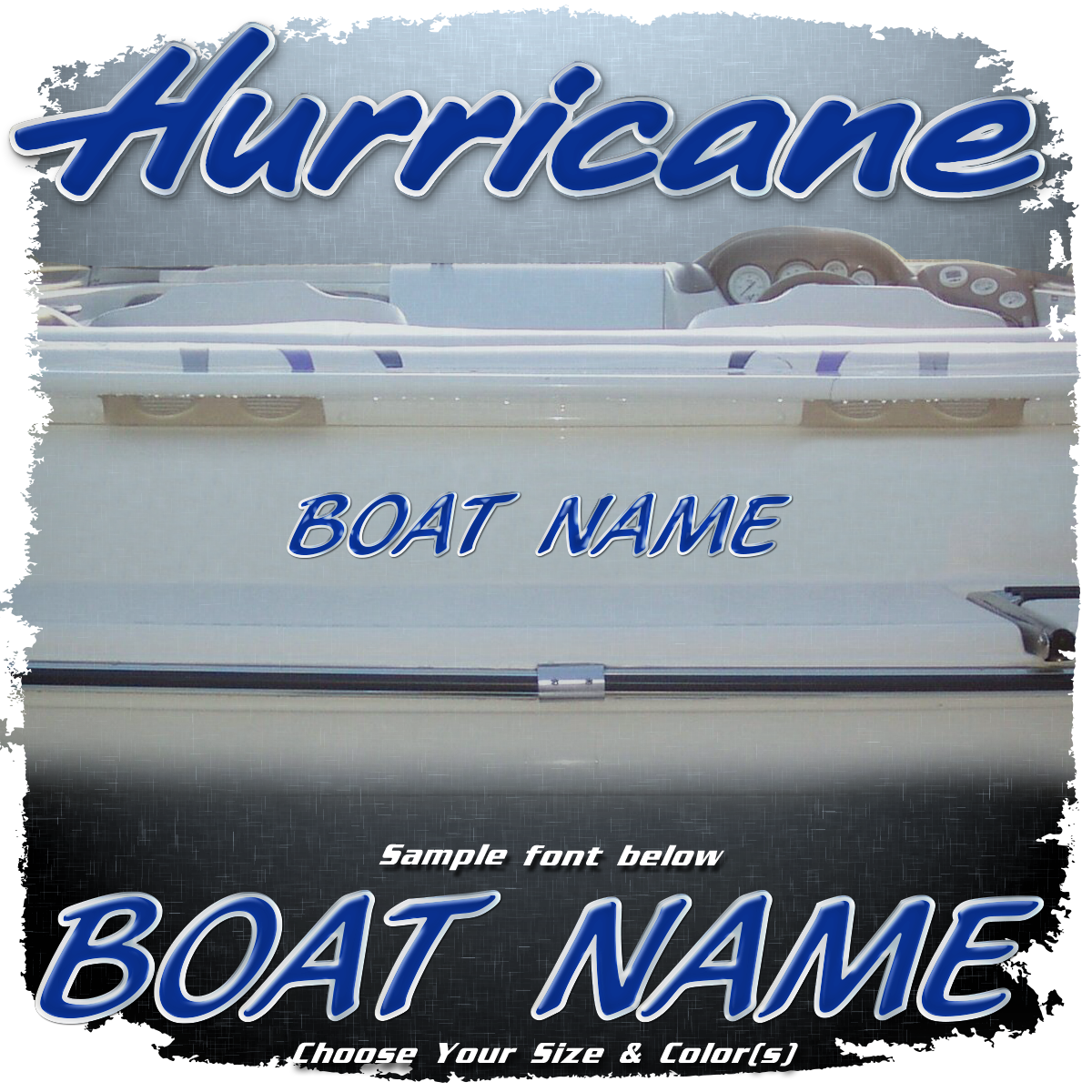Domed Boat Name in the Hurricane Font