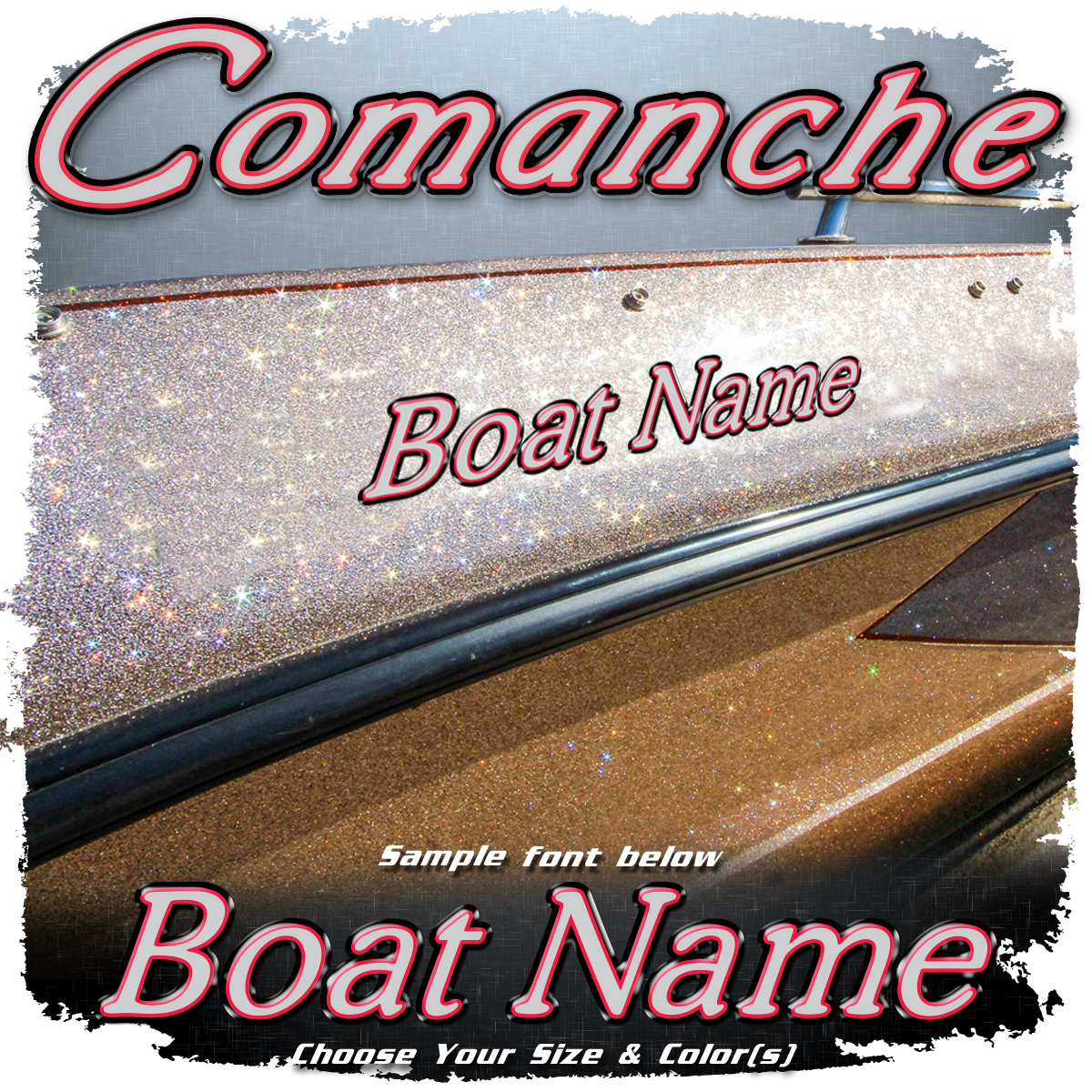 Domed Boat Name in the Ranger Comanche Font