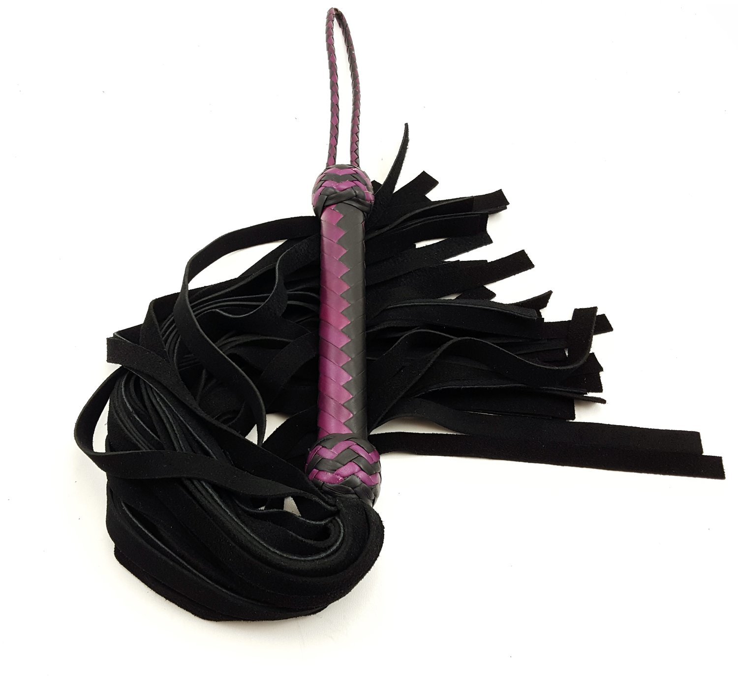 SUEDE FLOGGER - 18" FALLS - BLACK AND PURPLE