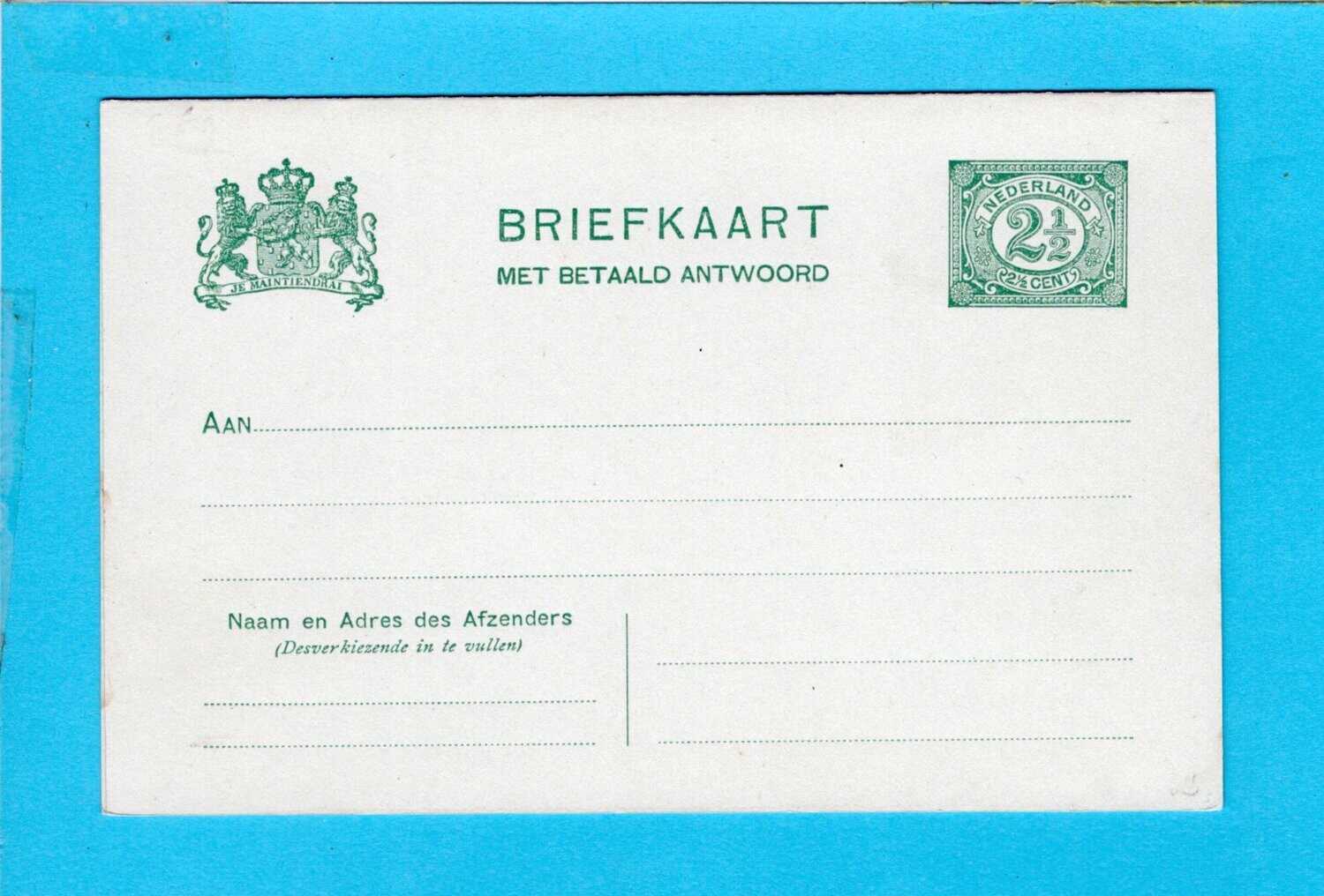 NEDERLAND briefkaart met betaald antwoord 1905 ** – Store – Stamps and ...