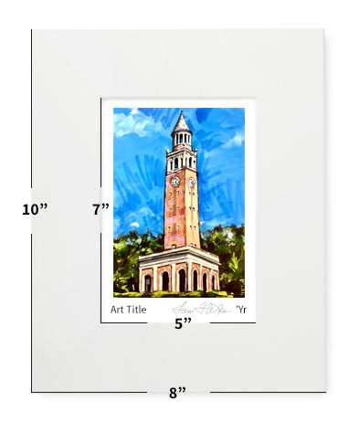 Chapel Hill, NC - UNC - Bell Tower - 8"x10" - Matted Print
