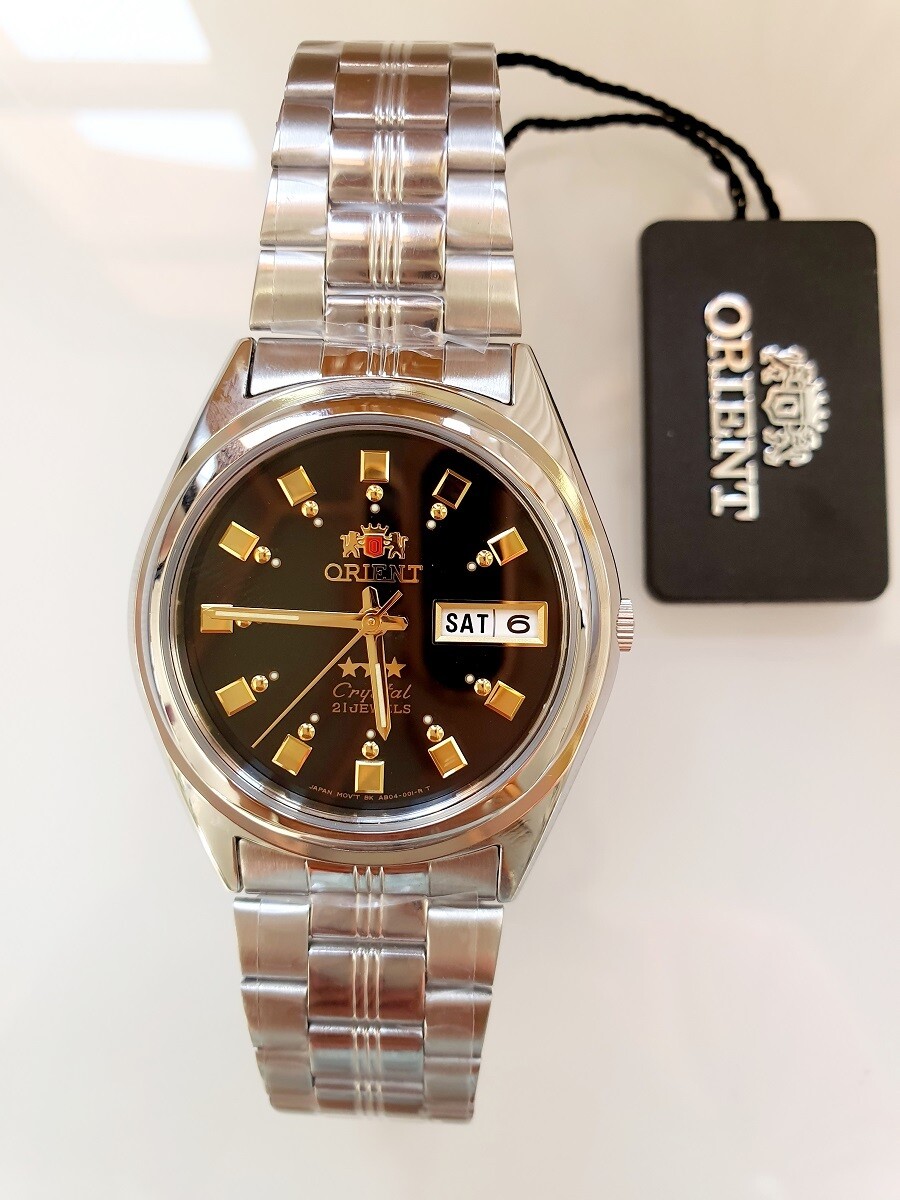 Reloj hombre automático Orient 3 Star FAB04003B NEGRO PLATA correa acero