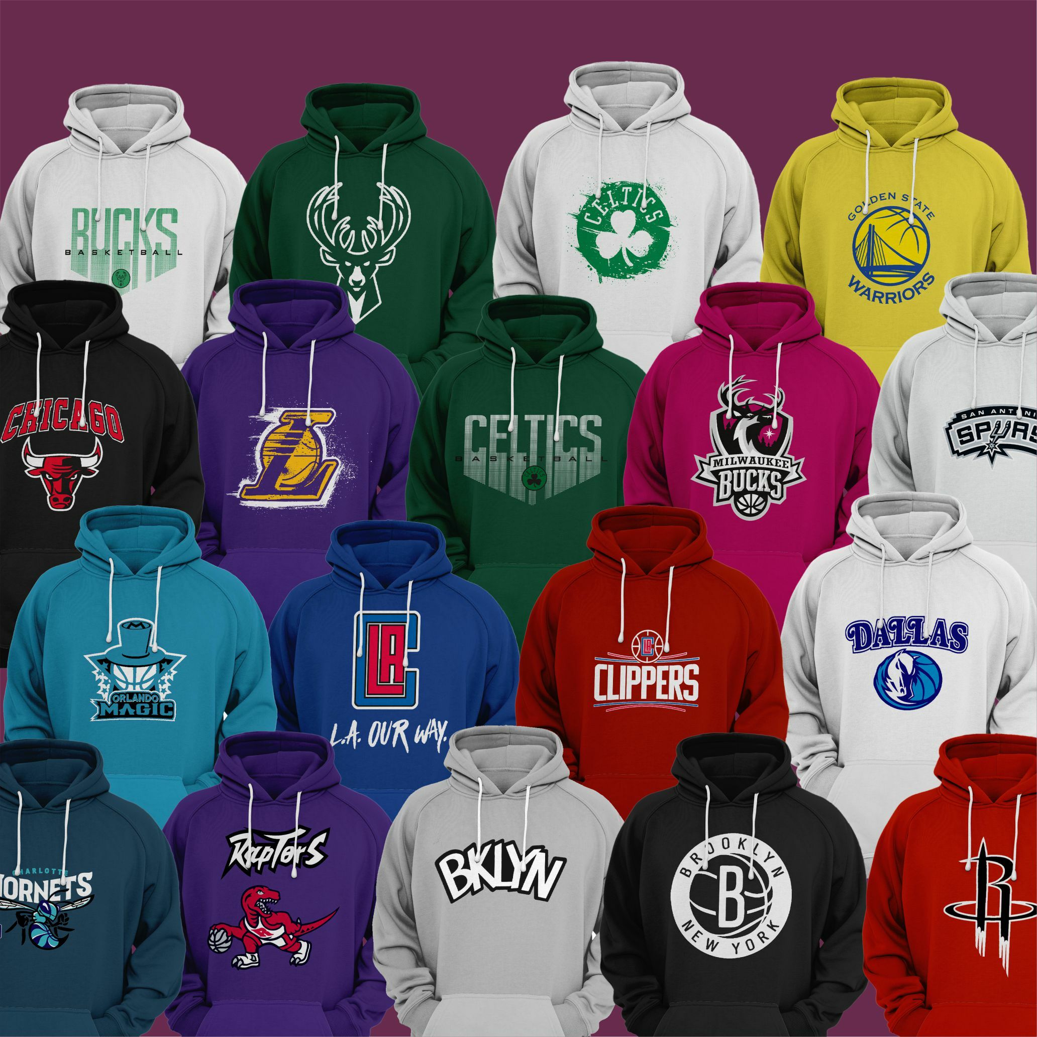 Team logos hoodies - - Oncourt Basketball