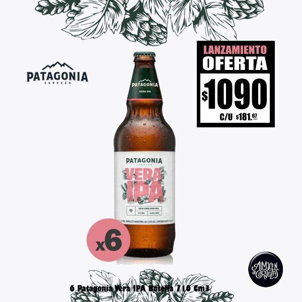 LANZAMIENTO - 6 Patagonia Vera IPA 730Cm3.