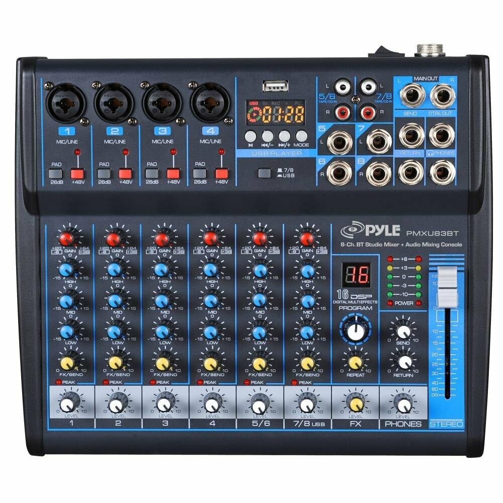 Pule - Mezclador de audio Bluetooth Studio - Interfaz de controlador de sonido DJ con unidad USB ...