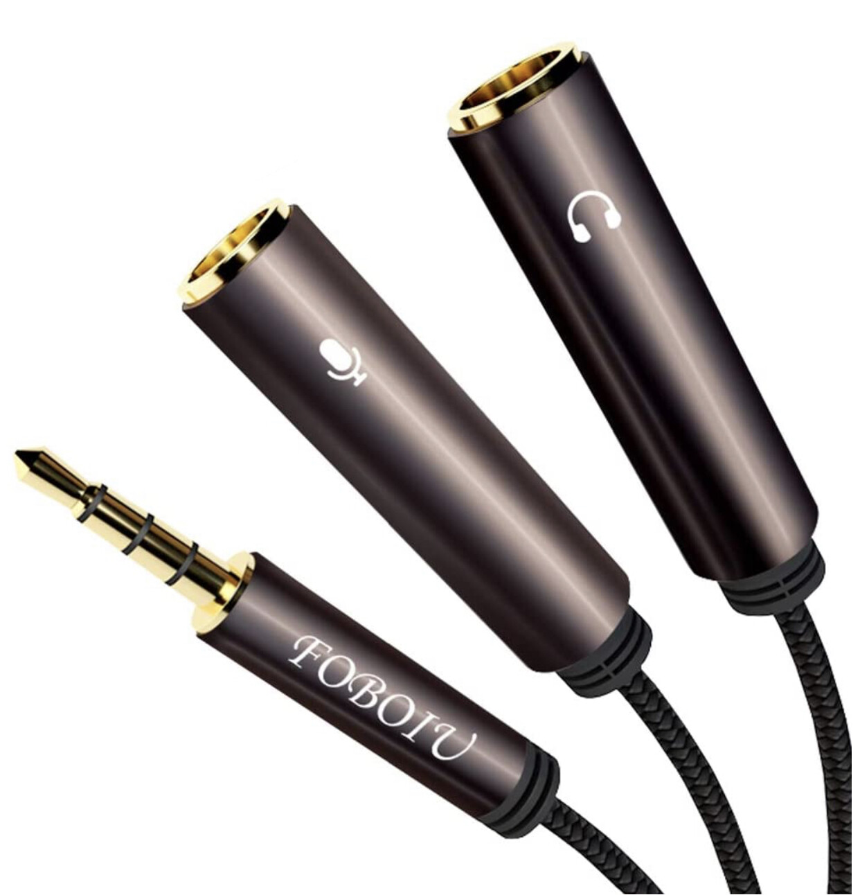 Headphone Splitter Adapter, Separate Headphones and Mic Jack, 3.5mm ...