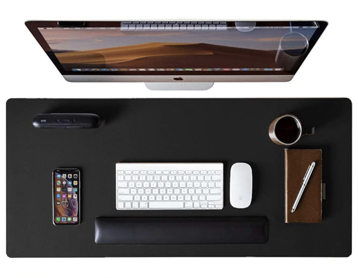 Leather Desk Pad Protector Non-Slip PU Leather Desk Blotter (31.5" x 15 ...