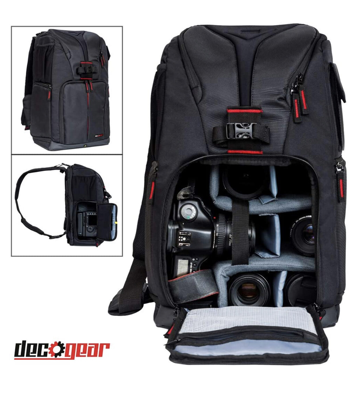 Deco Gear DSLR Camera Backpack, Customizable Compartments for Cameras ...