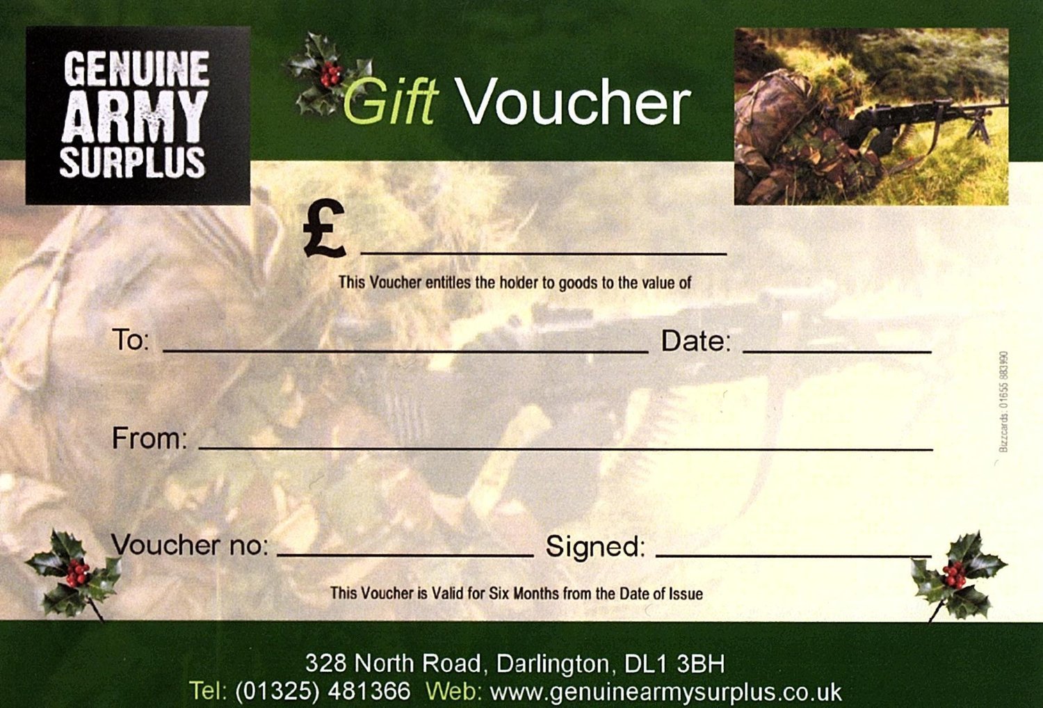 Genuine Army Surplus Gift Vouchers