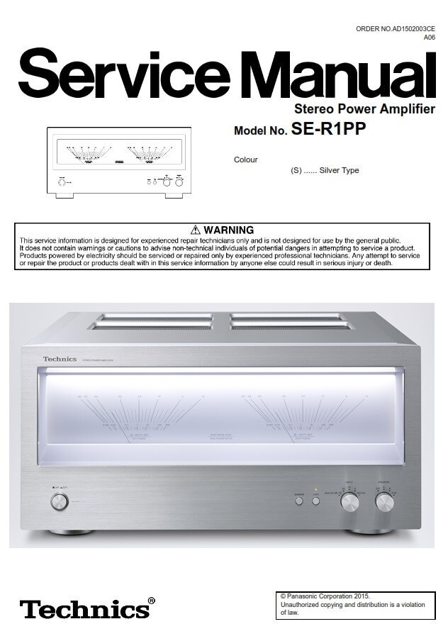 Technics SE-R1 Amplifier Service Manual