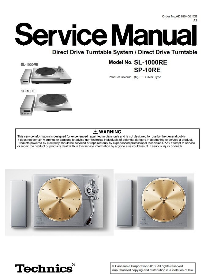 Technics SL-1000R SP-10R Direct Drive Turntable Service Manual