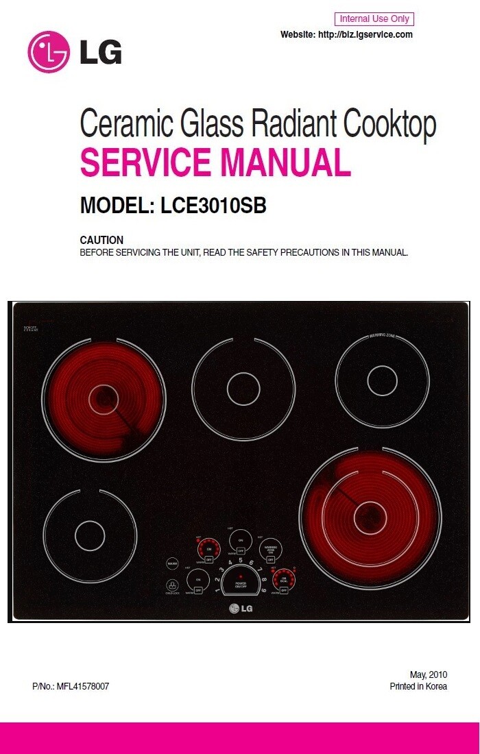 LG LCE3010SB Ceramic Cooktop Service Manual