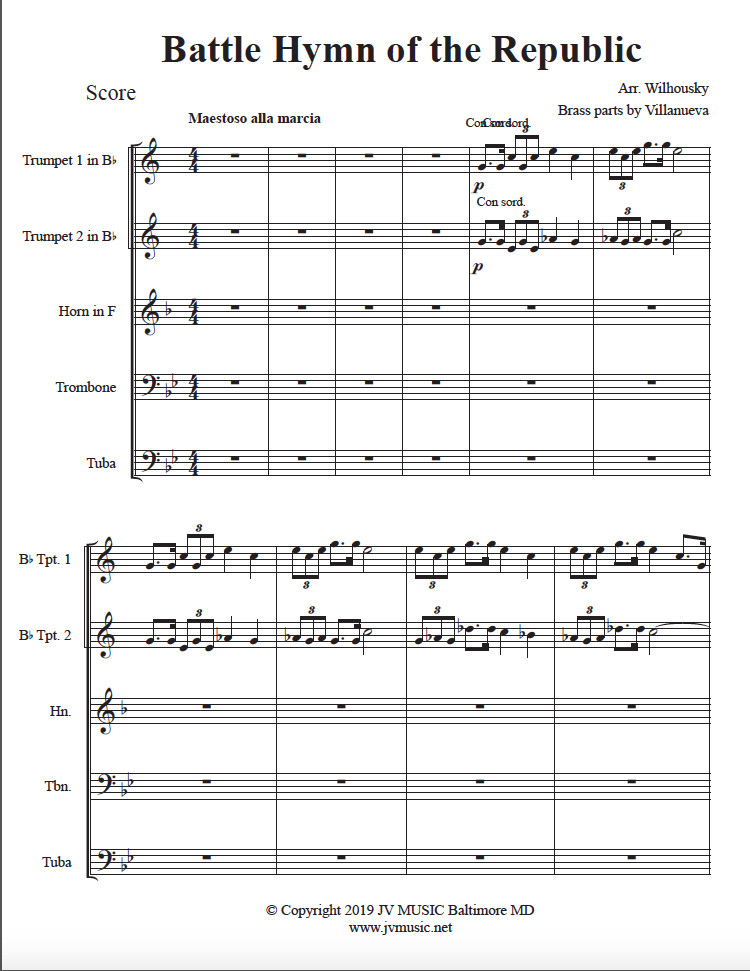 Battle Hymn of the Republic Parts for Wilhousky Setting - Store