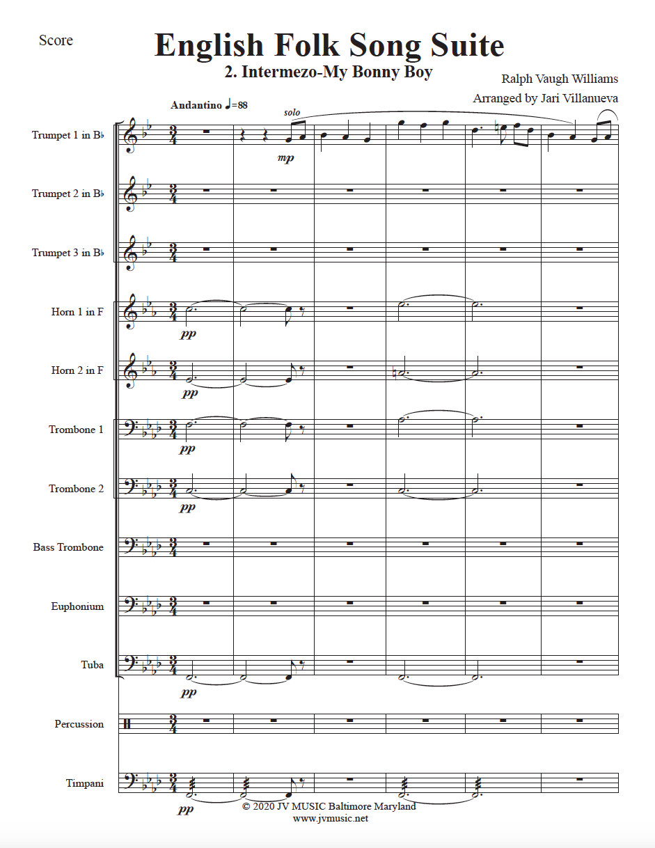 English Folk Song Suite for Brass Ensemble MOVEMENT 2 - Music Catalogue