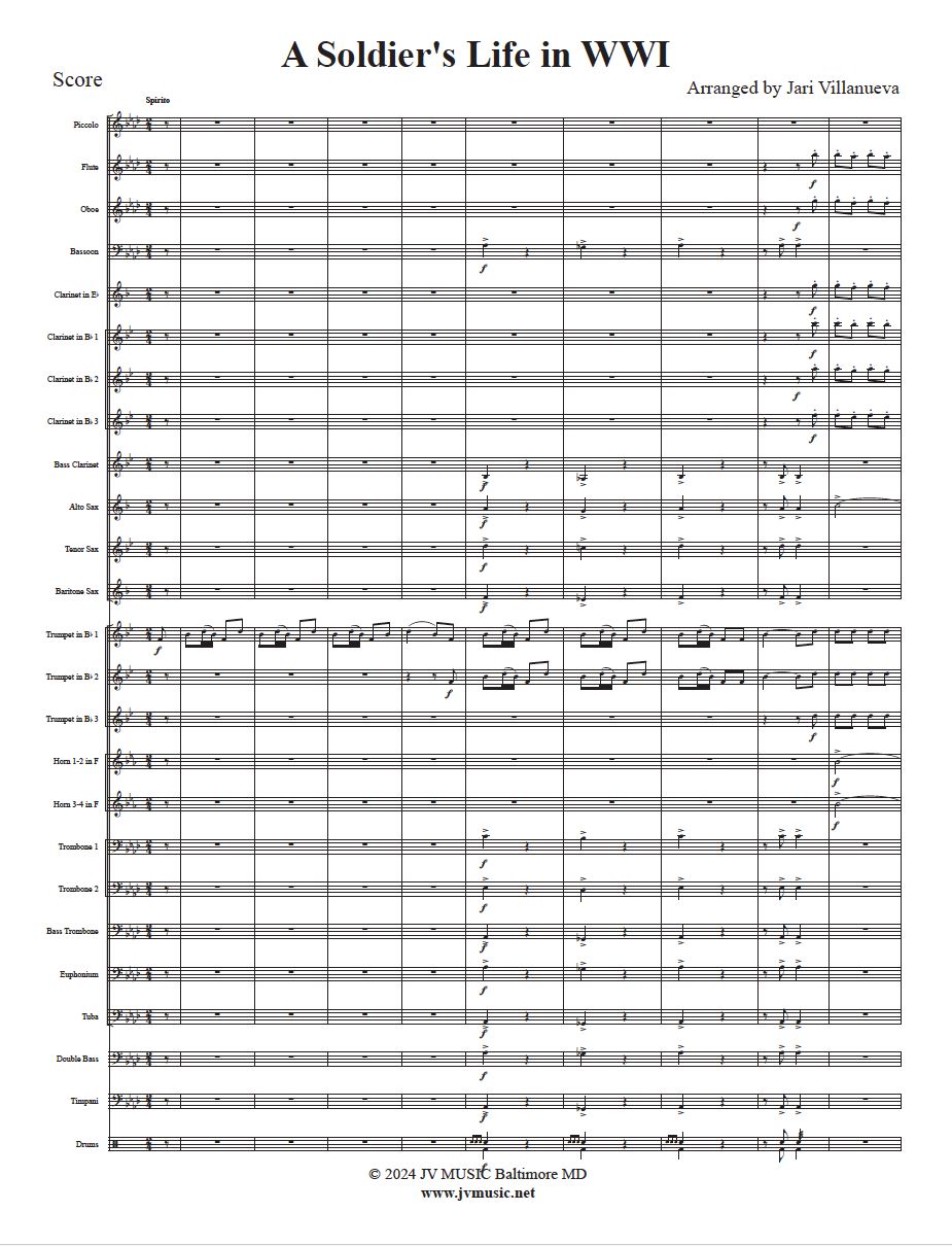 A Soldiers Life in WWI for Band - Music Catalogue