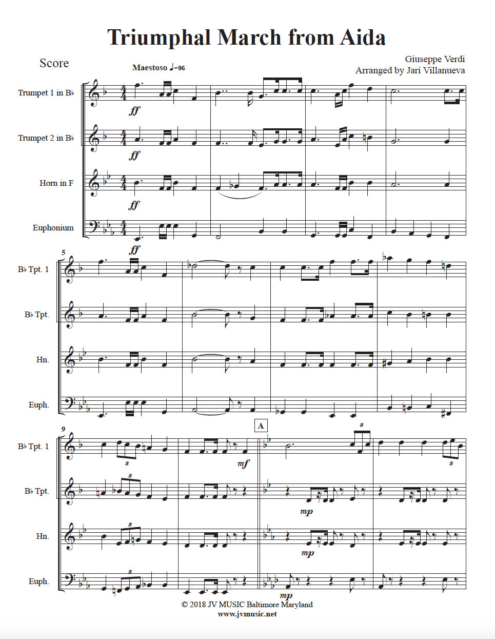 Triumphal March from Aida for Brass Quartet - Music Catalogue