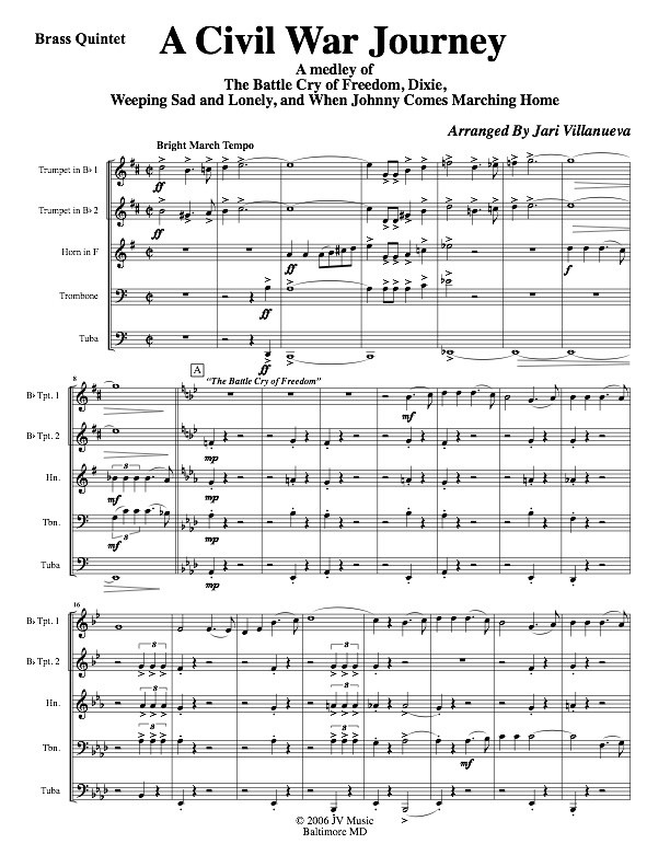 A Civil War Journey for Brass Quintet - Music Catalogue
