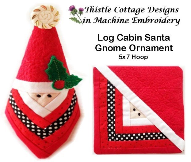 Log Cabin Santa Ornament & Mug Rug
