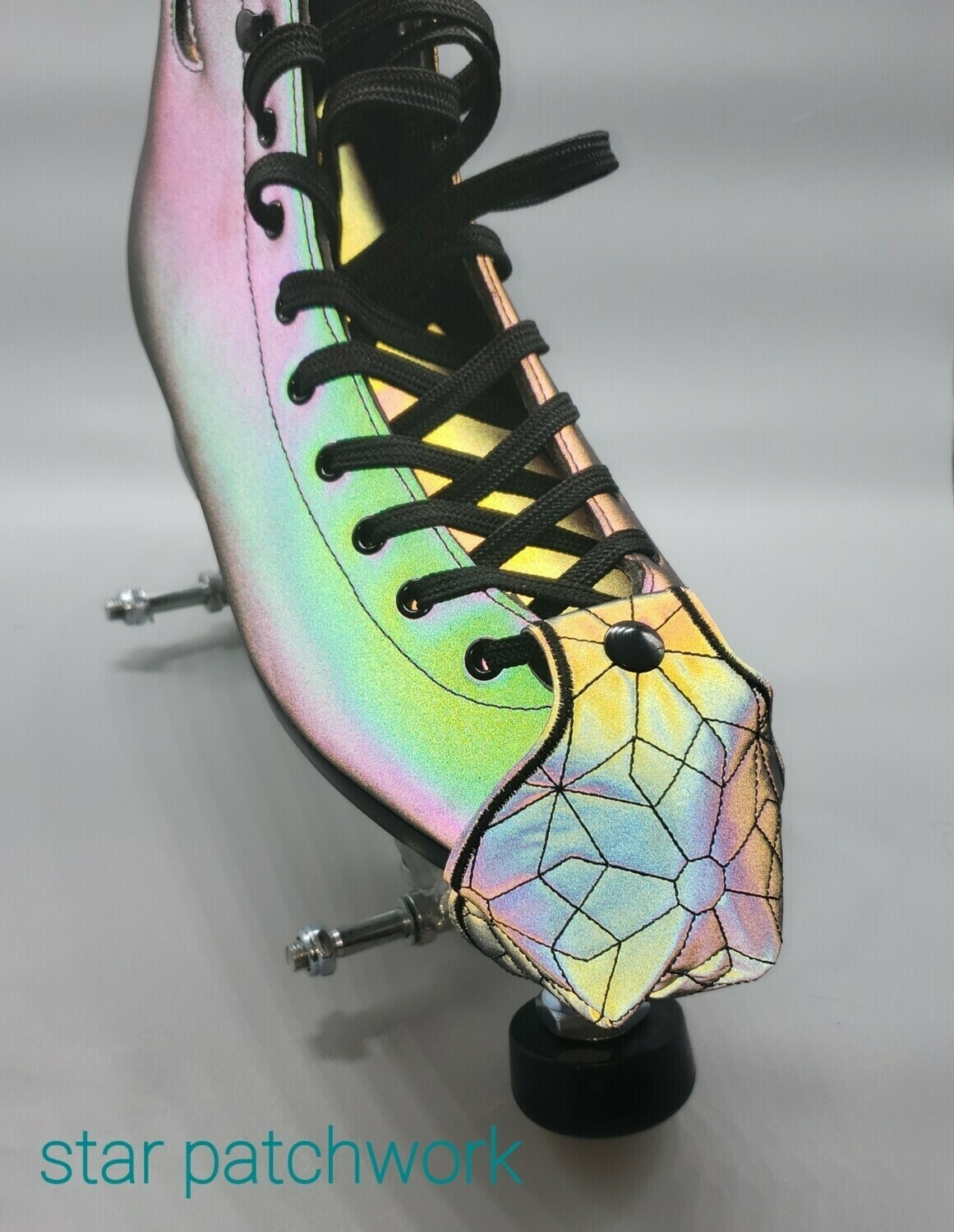 Black rainbow reflective Toe guards rounder style