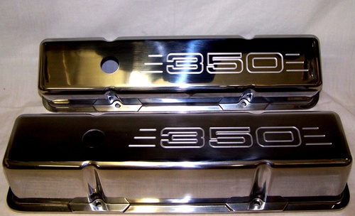 SMALL BLOCK CHEVY 350 ALUMINUM VALVE COVERS POLISHED