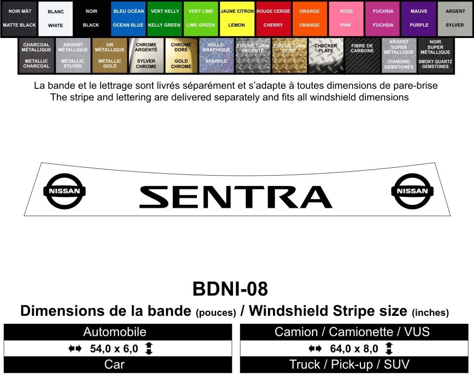 Bande Nissan Sentra / Nissan Sentra Windshield Decals – Store ...
