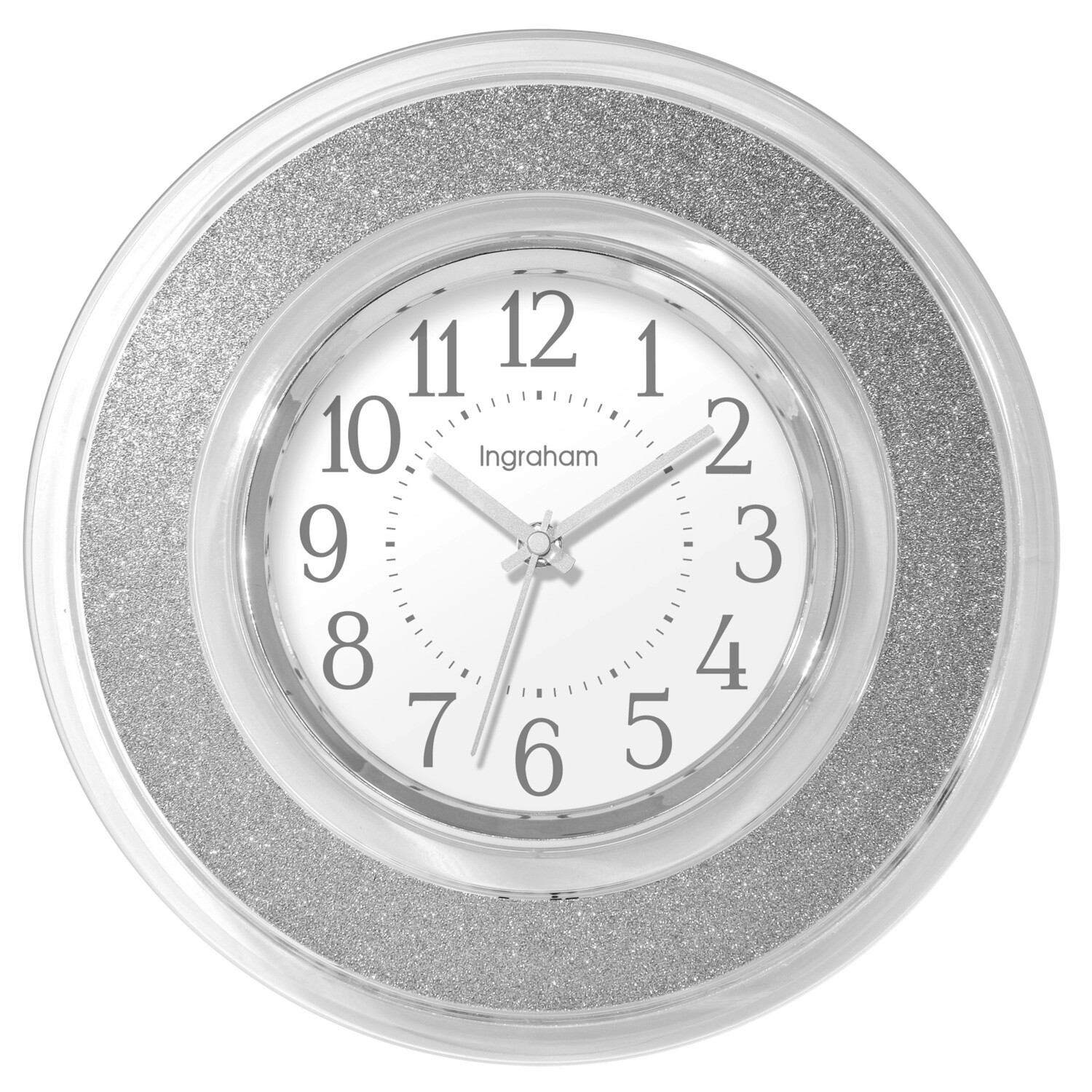 Westclox Clear and Silver Glitter 12" Wall Clock - Travel Alarm Clocks ...