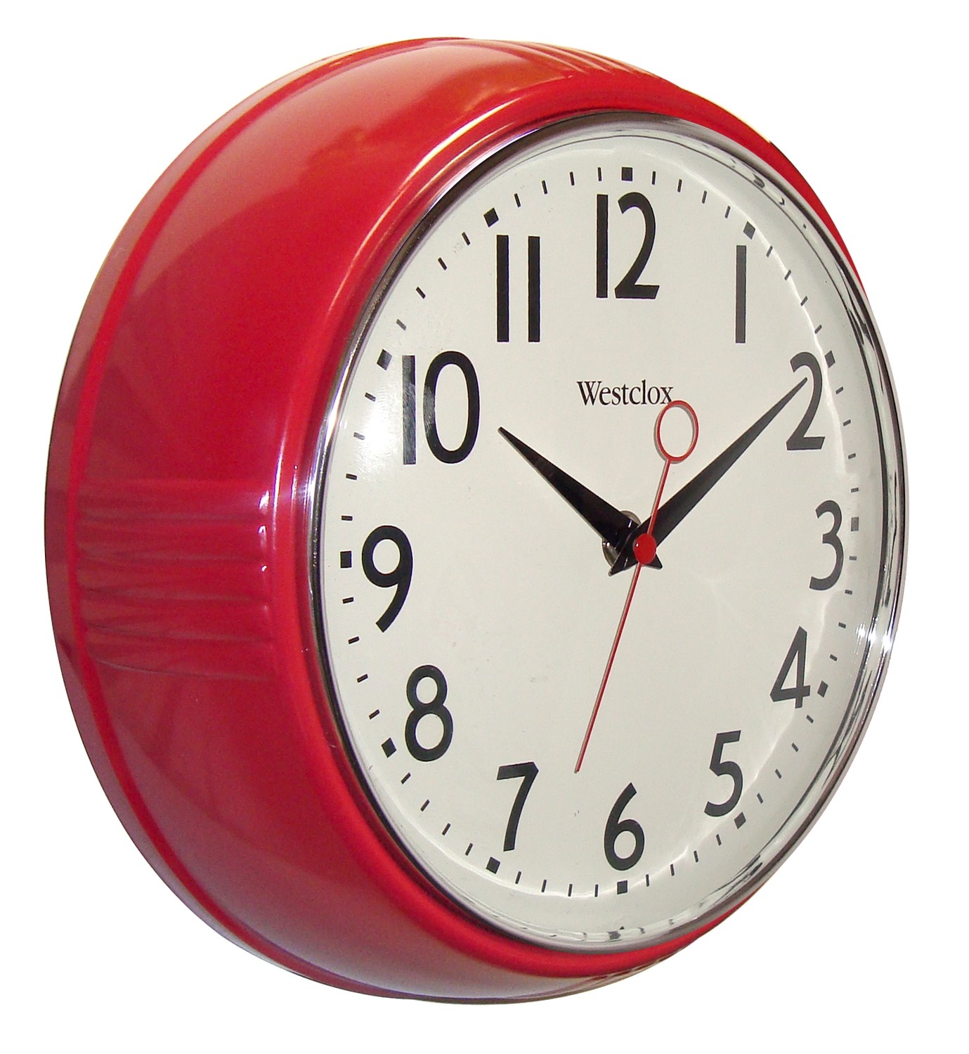 Westclox 1950 Retro 9 5 Extra Thick Round Wall Clock Red 32042R