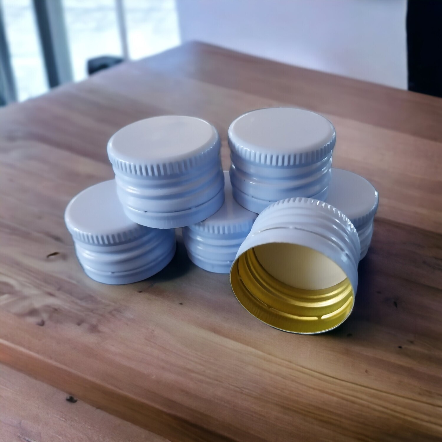 22mm OFF WHITE Metal TAMPER EVIDENT Wadded Cap