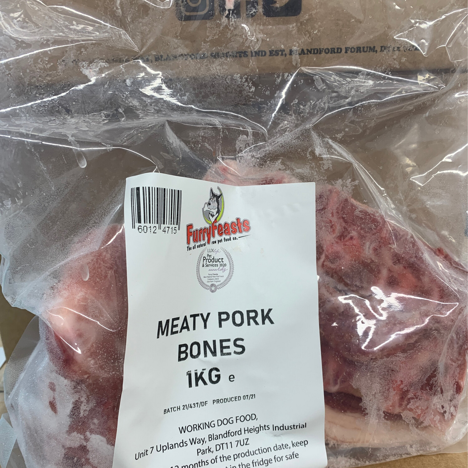 Furry Feasts Meaty Pork bones 1kg aprox