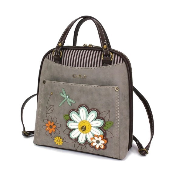 Chala - Daisy Backpack/Purse Grey