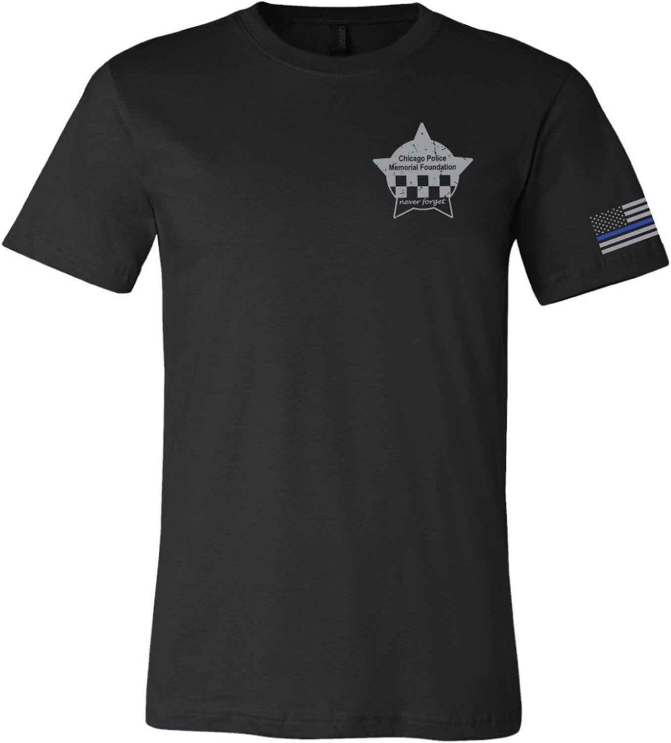 CPD Memorial T-Shirt Left Sleeve American Flag Blue Line | Chicago ...