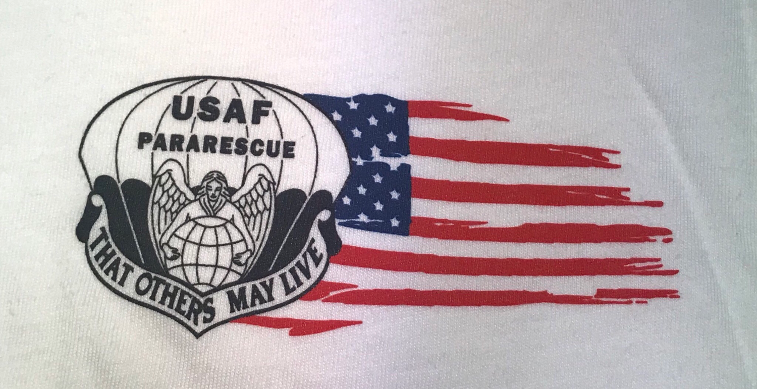 pja/ T-Shirt White with ParaRescue Flash and Tattered Flag left chest ...