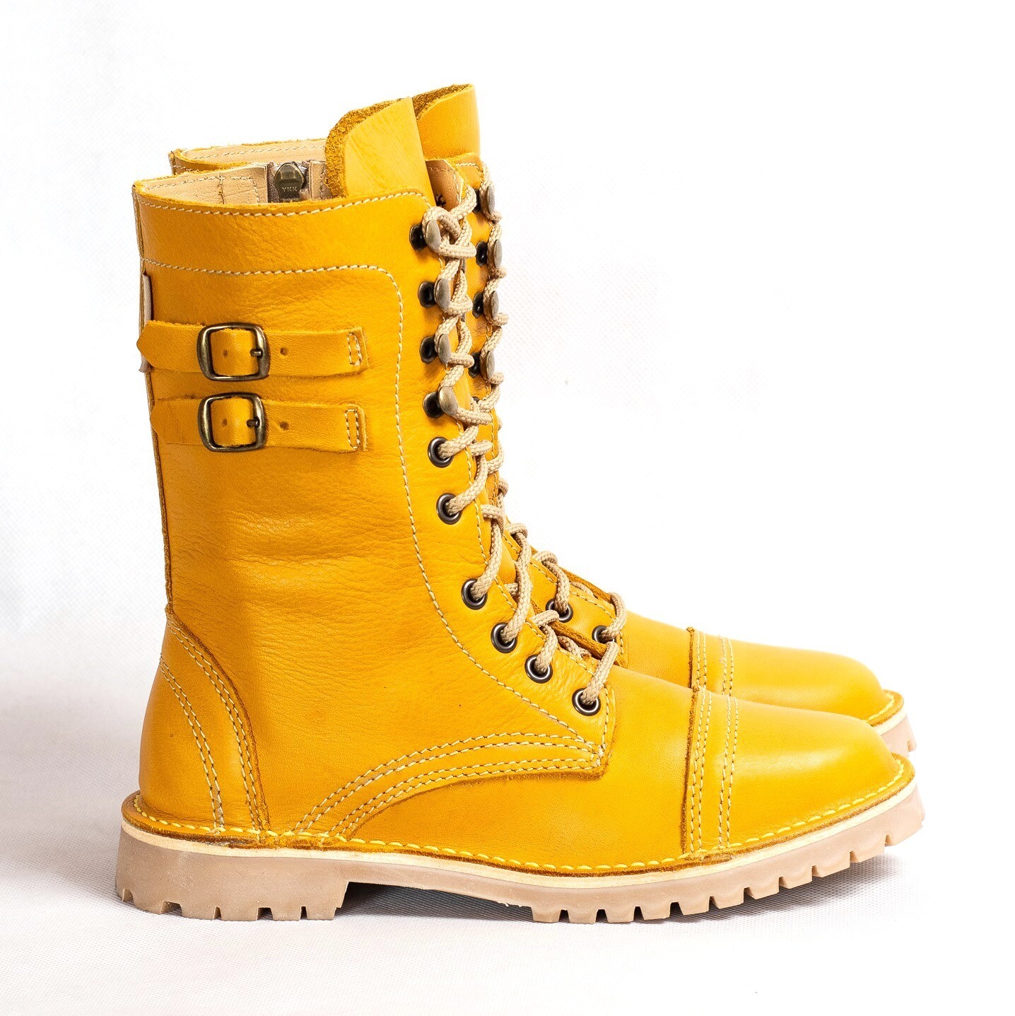 Combat Yellow Lace-up Leather Boot - Get your African inspired ...