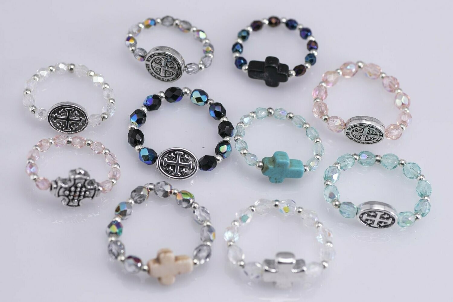 More Rosary Rings with inline crosses