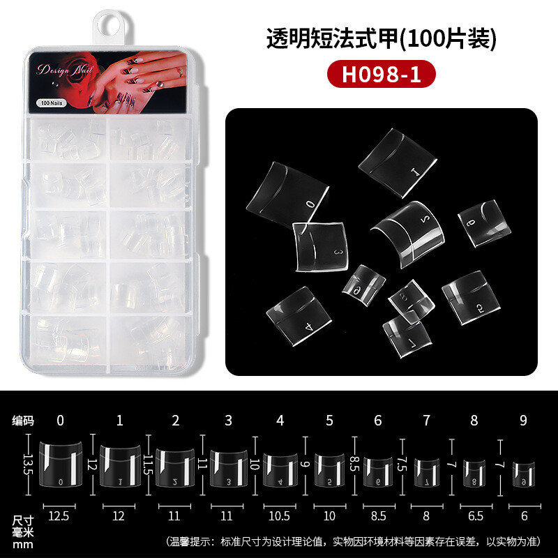 Short French Tips Clear 100PCS