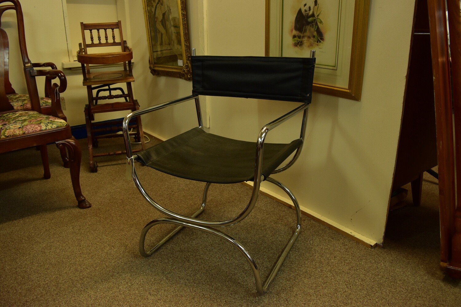 Chrome and Black Directors Chair