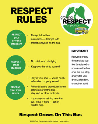 "Respect Rules" Bus Poster - Store - Pupil Transportation Safety Institute