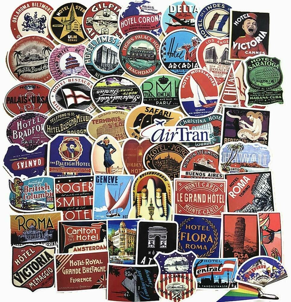 Set of 55 Hotel Travel stickers | Annie's Home Store for Custom ...