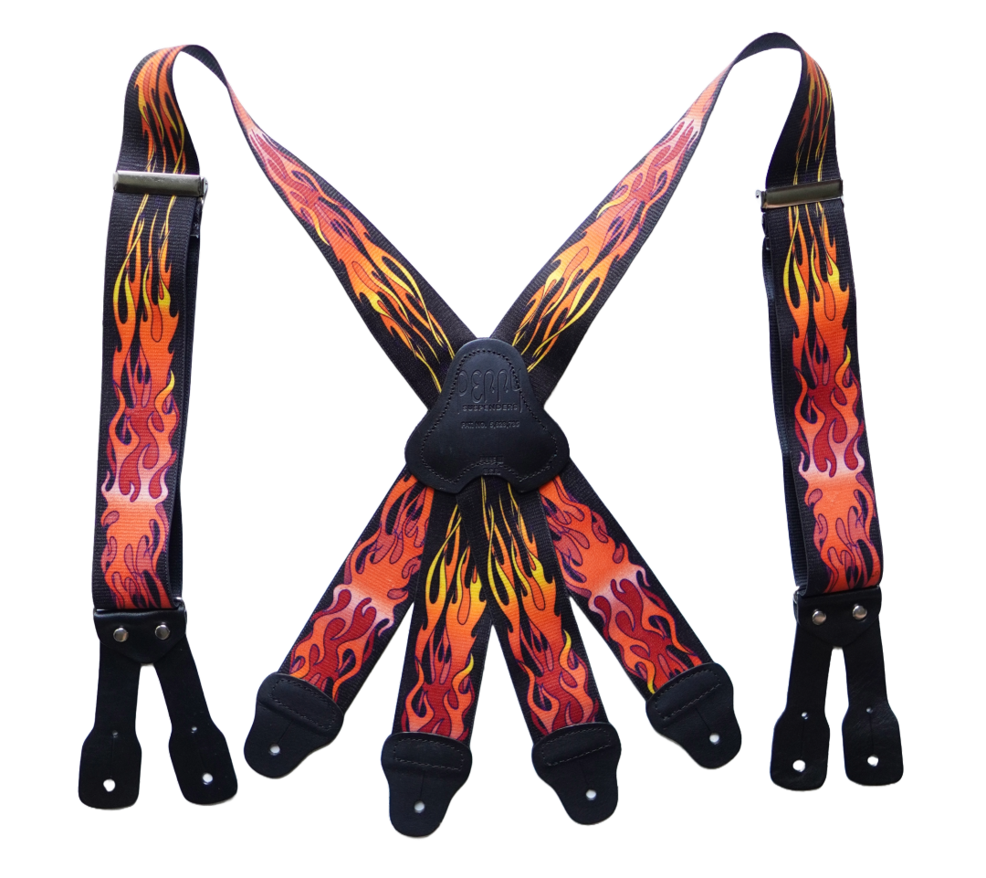 Firefighter Turnout Suspenders - Flame Pattern