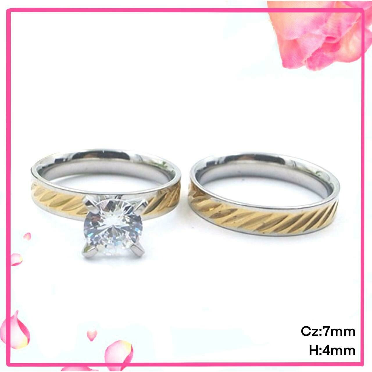 DOBLE ANILLO DORADO Y PLATEADO CON CRISTAL