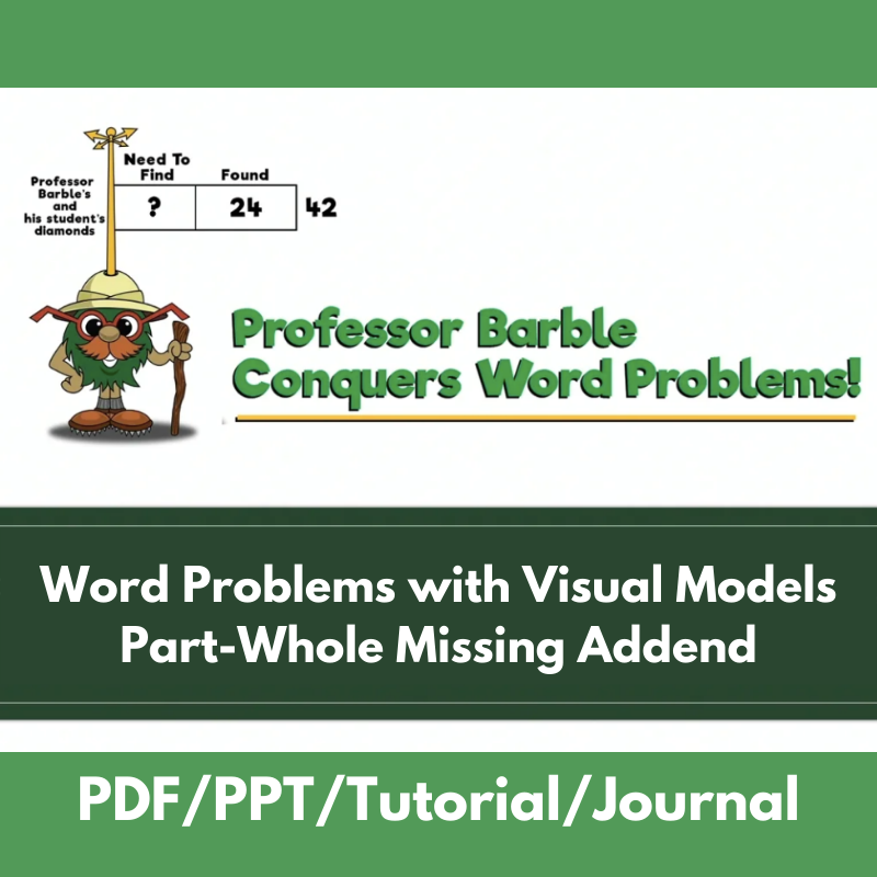 Word Problems with Visual Models: Part-Whole Missing Addend | Shop ...