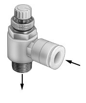 Valve, Air Flow Control, 1/4" Tube x 1/4" NPT