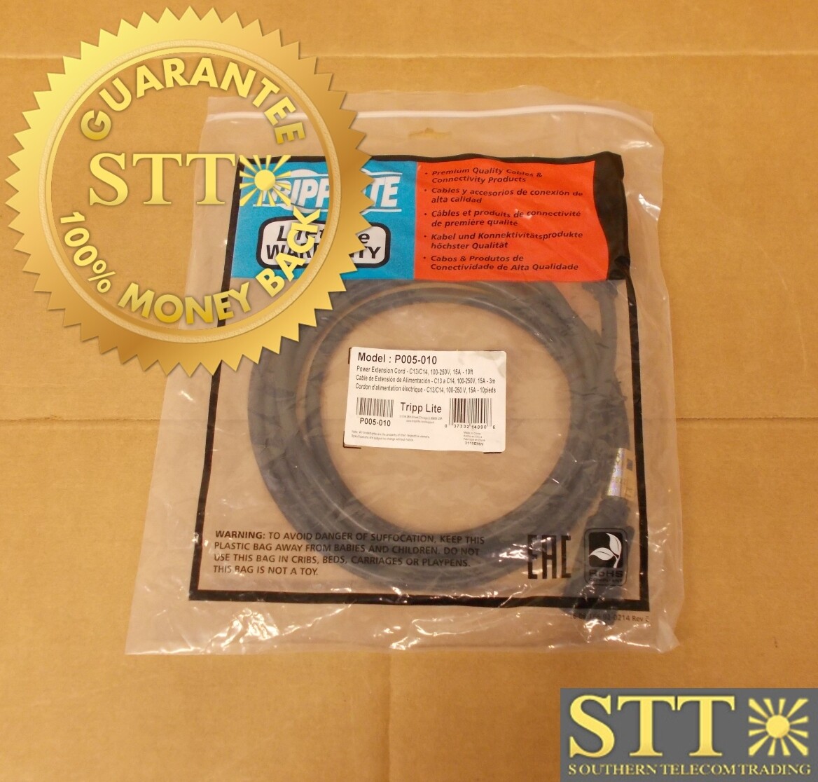 P005-010 TRIPP LITE HEAVY-DUTY PDU POWER CORD C13 TO C14 15A 14 AWG ...