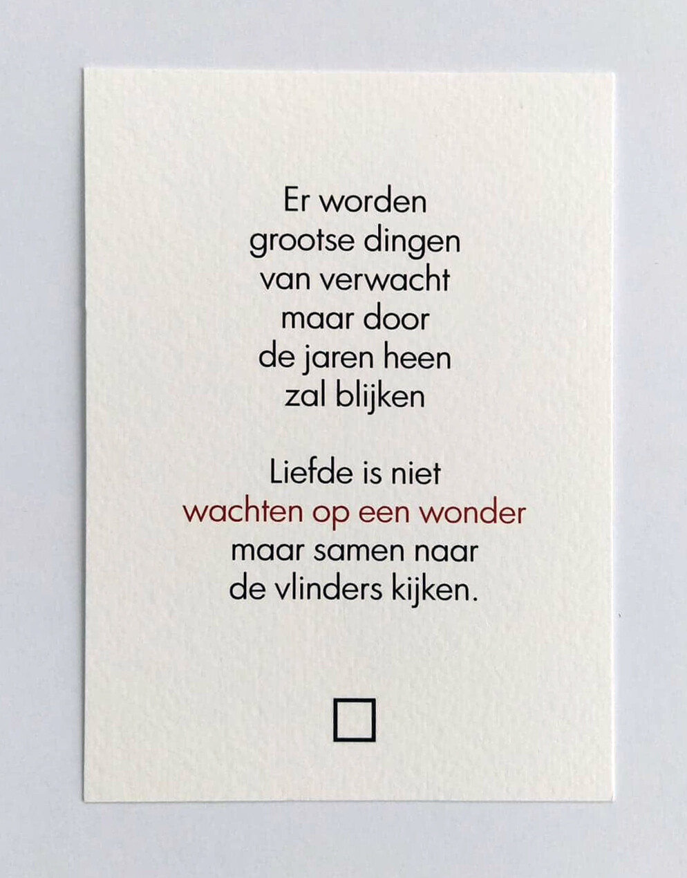 Gedicht Wachten op een wonder (enkele kaart MET omslag)