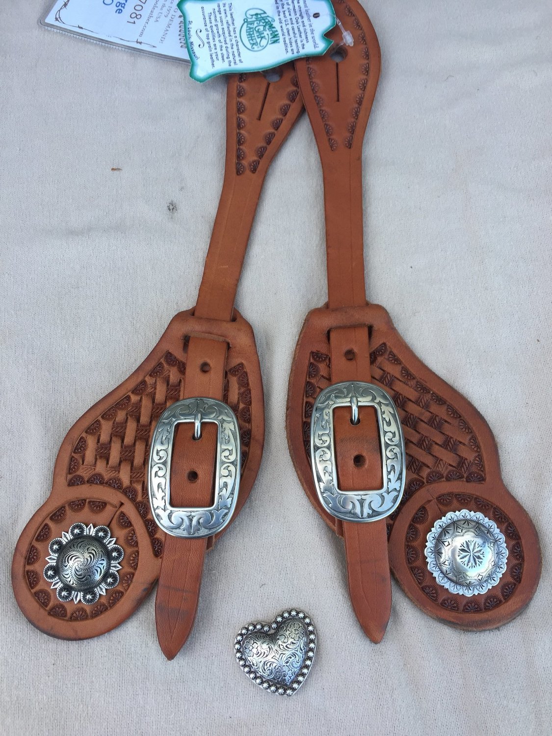 Buckaroo Leather - Cowboy Style Spur Strap with Conchas